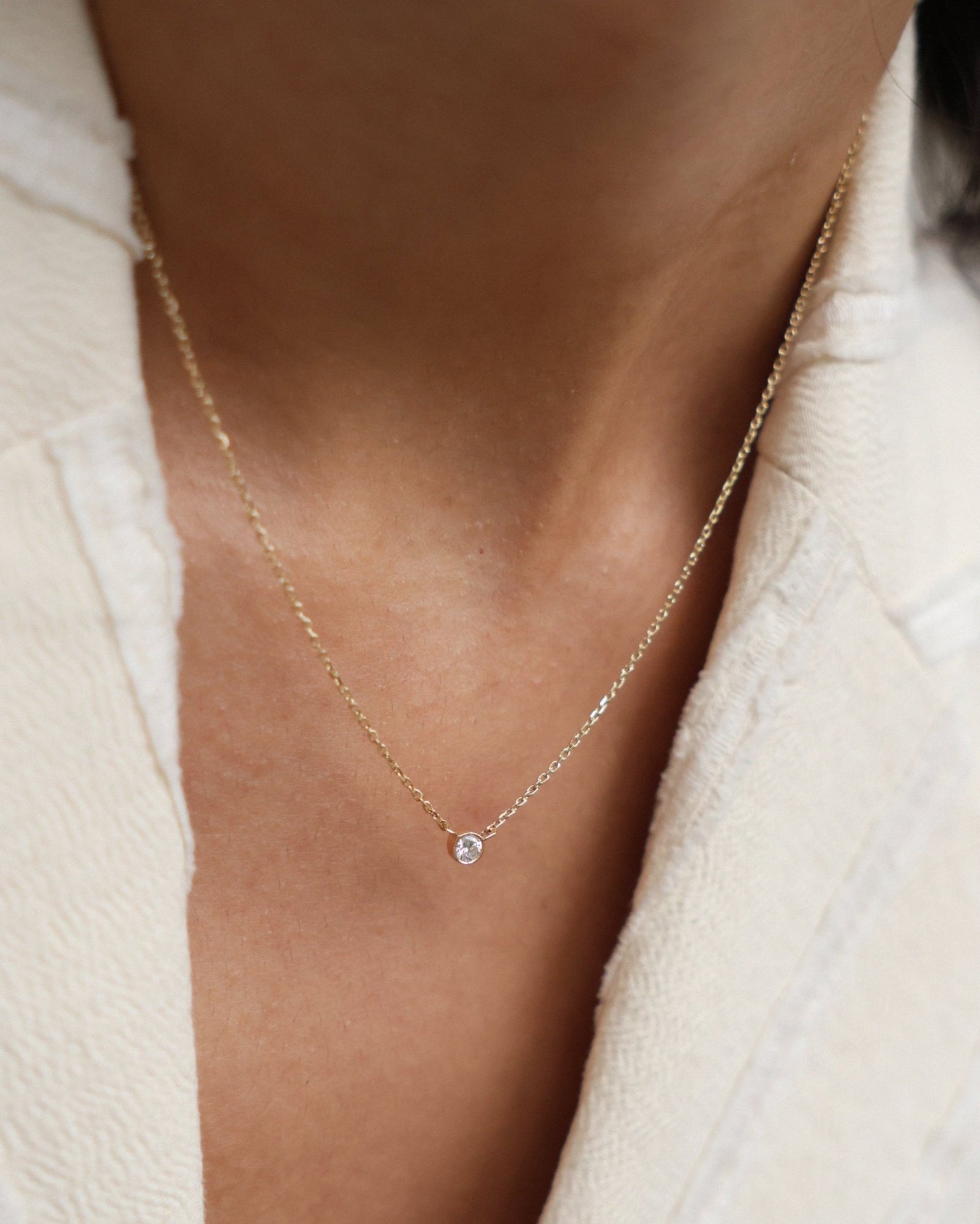 Diamond Necklace - 14K Gold with 0.11ct Bezel | Akind