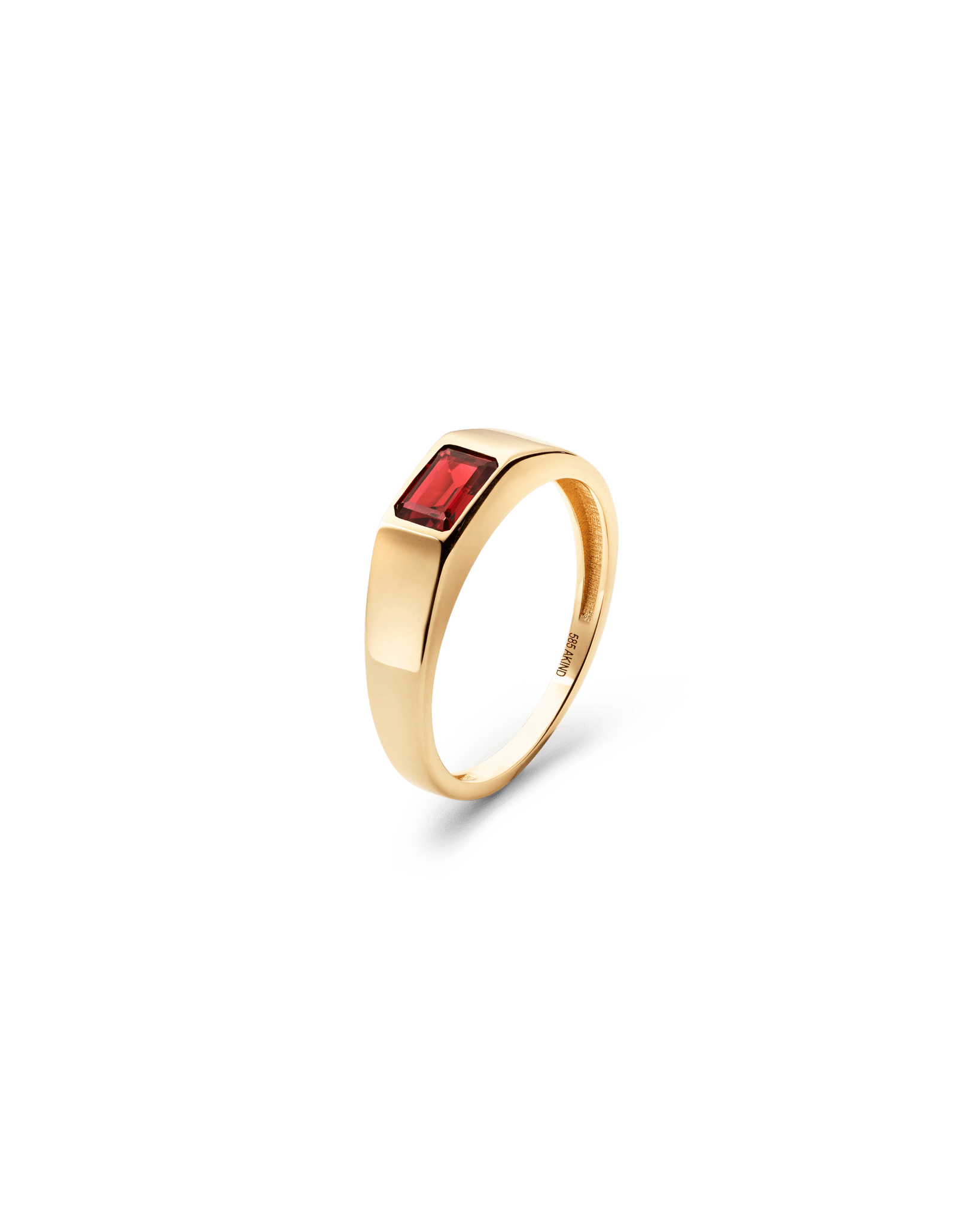 Geometric Ruby Signet Ring with Rectangular Gem | Akind