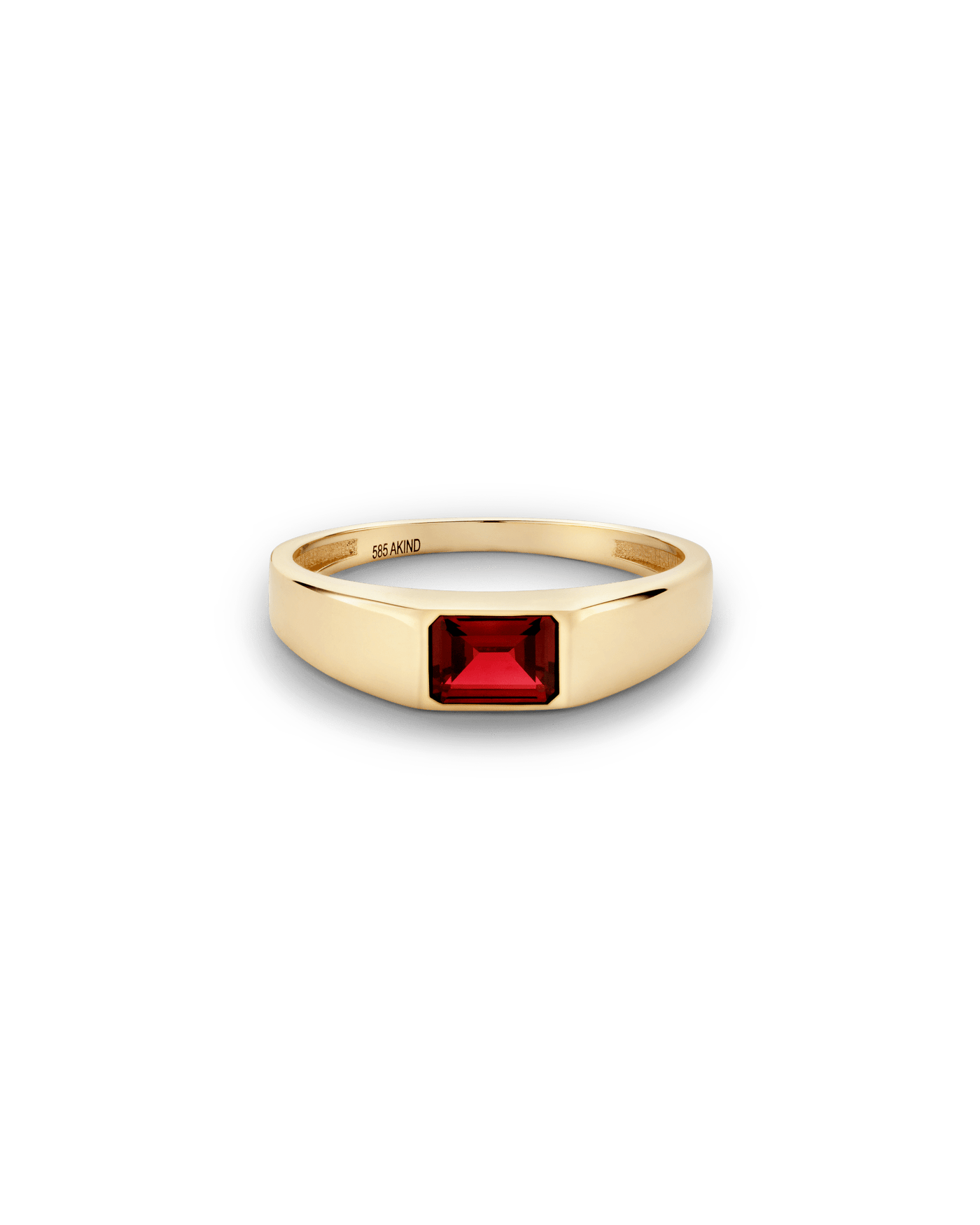 Geometric Ruby Signet Ring with Rectangular Gem | Akind