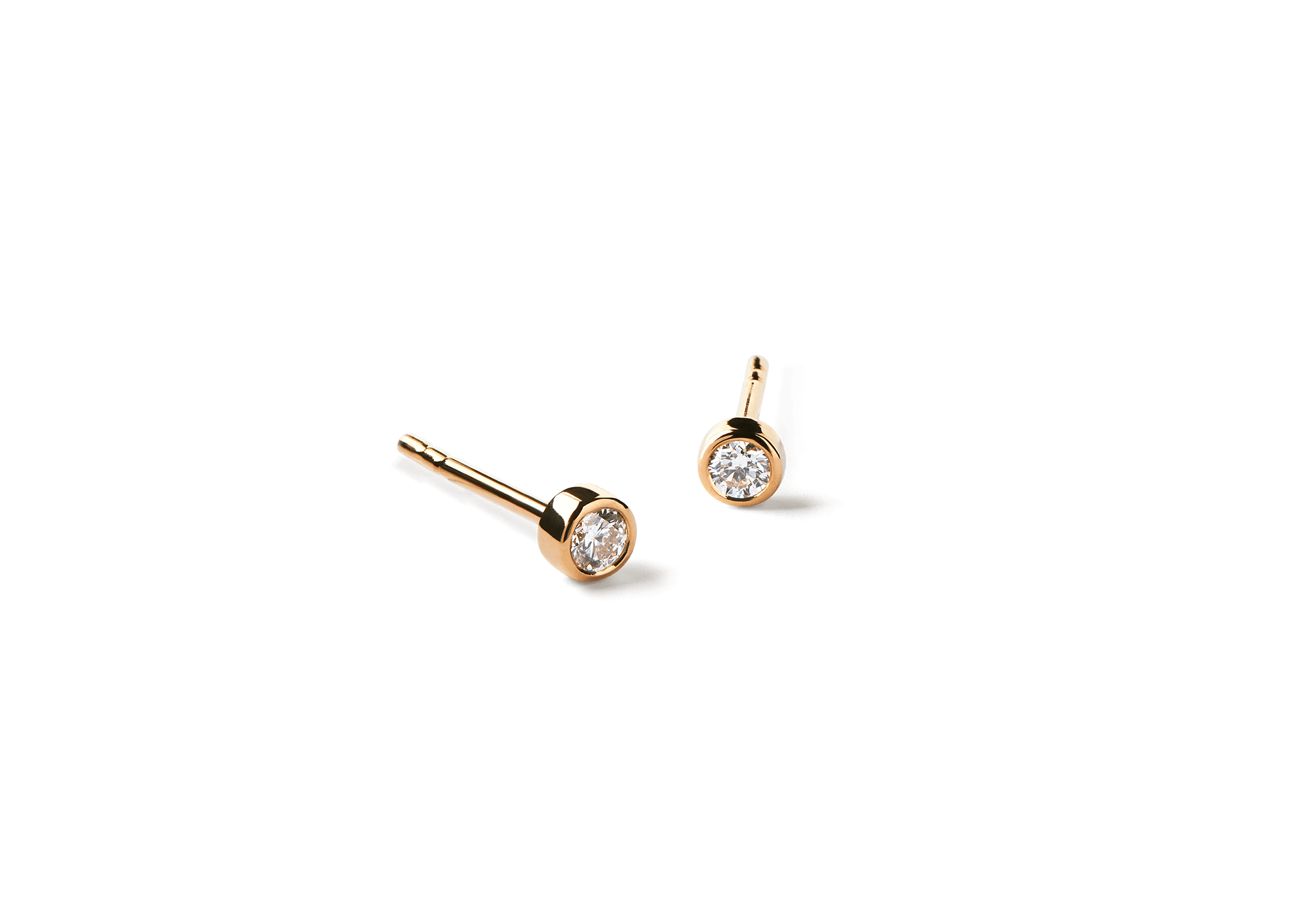 Ethical Bezel Mini Stud Earrings in 14K Gold | Akind