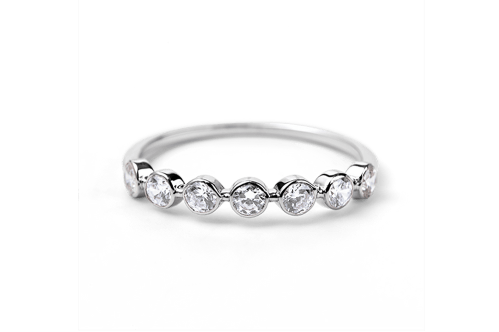 Gold Gem Diamond Bezel Band - 14K Minimalist Ring | Akind